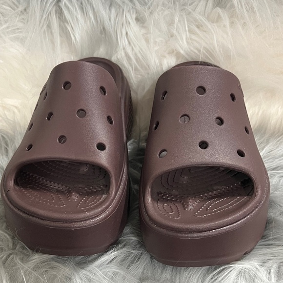 CROCS | Shoes | Crocs Platform Brown Slide Sandals | Poshmark